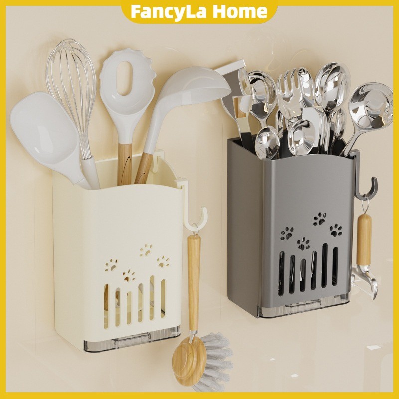 Utensil Drying Rack with Drain tray and Hooks, Wall Mounted Utensil ...