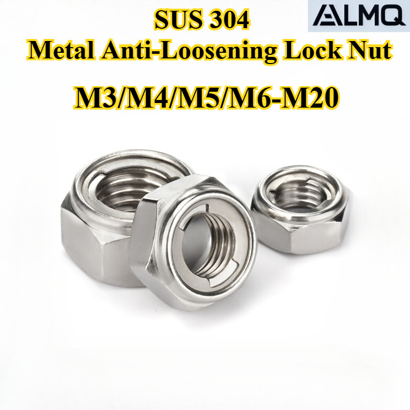 [LMQ-FSLM] SUS 304 Metal Anti-Loosening Lock Nut M3/M4/M5/M6-M20 Metal ...