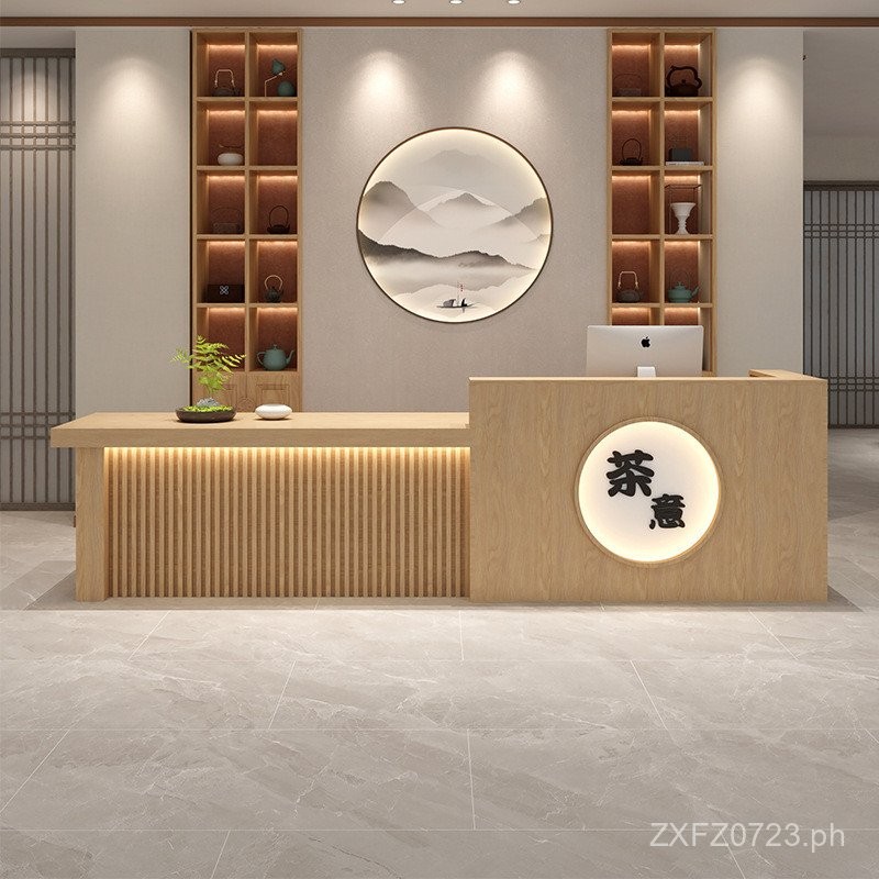 Integrated New Chinese Style Reception Desk Foot Bath Cashier Health ...
