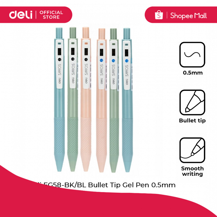 Deli EG58 Bullet Tip Gel Pen 0.5mm 12pcs/box | Shopee Philippines