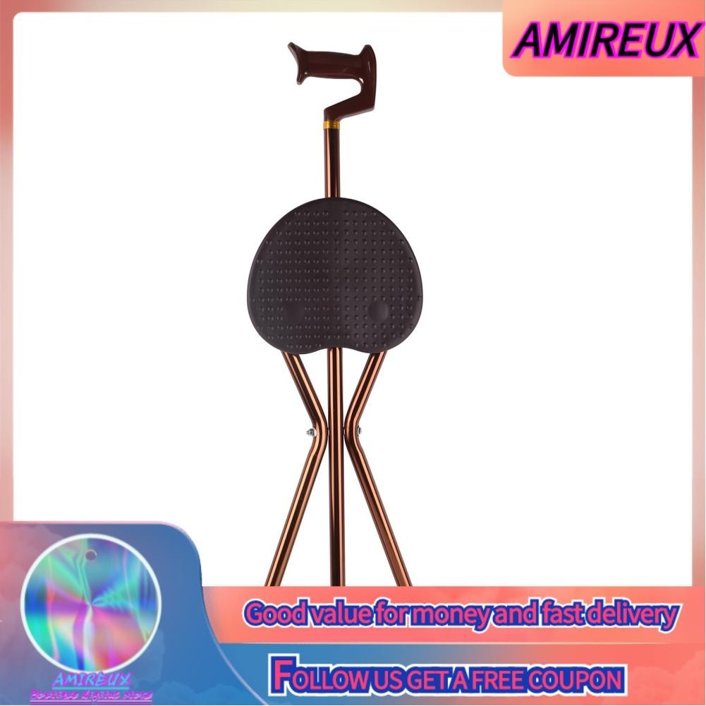 Amireux Walking Cane Metal Sitting Board Design Foldable Stick for ...
