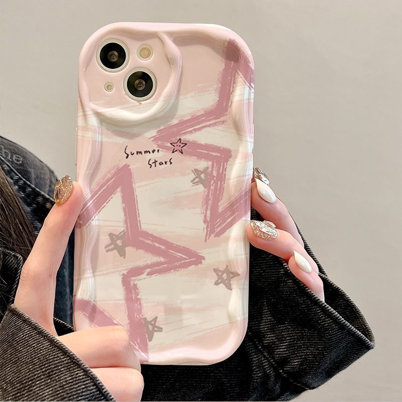 Ang pink star na mobile phone case ay angkop para sa OPPO A3s/A12e/Ax5 ...