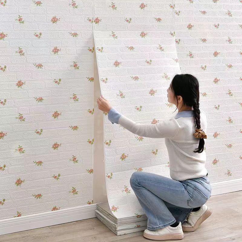 AG&S Strong Glue Foam 3D Wallpaper Self-Adhesive 3D WallPaper Dinding ...