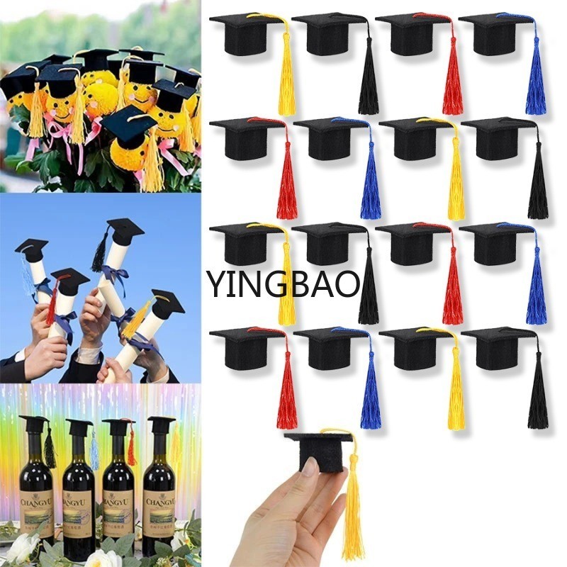 10Pcs Mini Graduation Cap Bottle Toppers Grad Hat Wine Bottle Topper ...