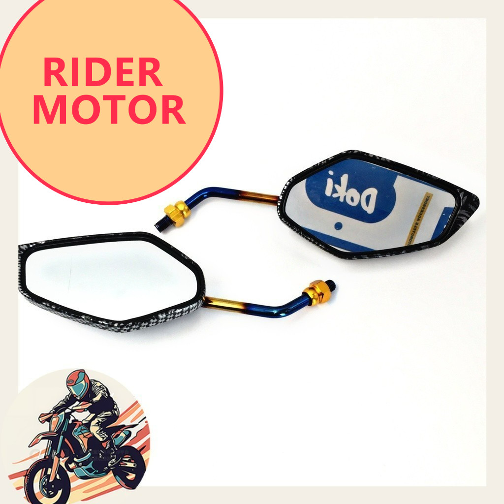 NEW Side Mirror for Motorcycle Universal Blue Gold Gradient side mirror ...