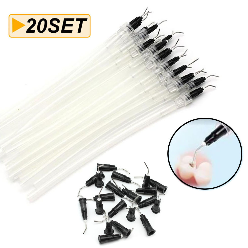 20Pcs Dental Disposable Aspirator Suction Pre-Bent Needle Tip Aspirator ...