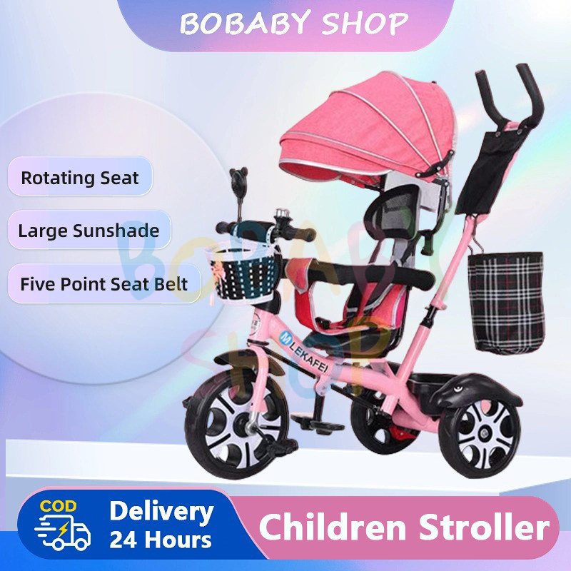 4 In 1 Bike for Kids with Front Back Basket Stroller Bike for Girl 2-6 ...