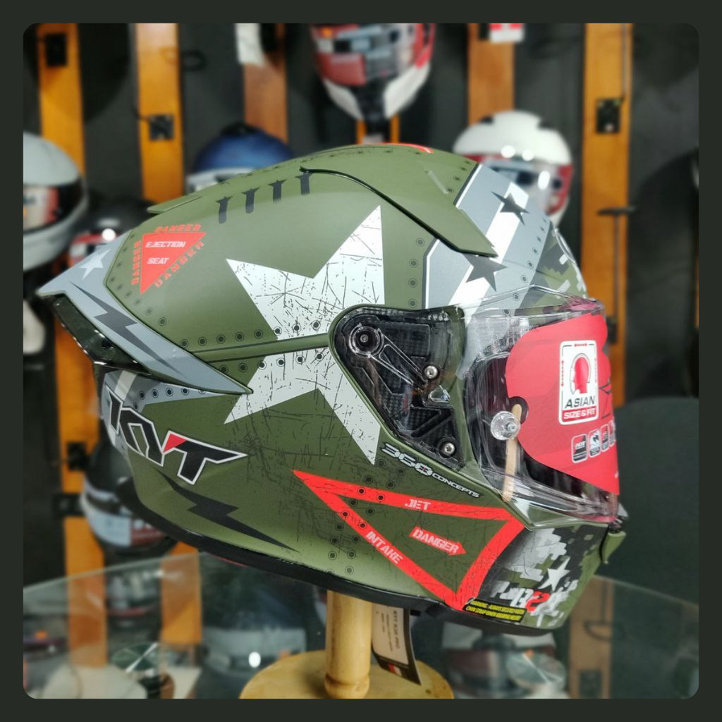 Kyt r2r pro assault matt green army dual visor fullface helmet jzen ...