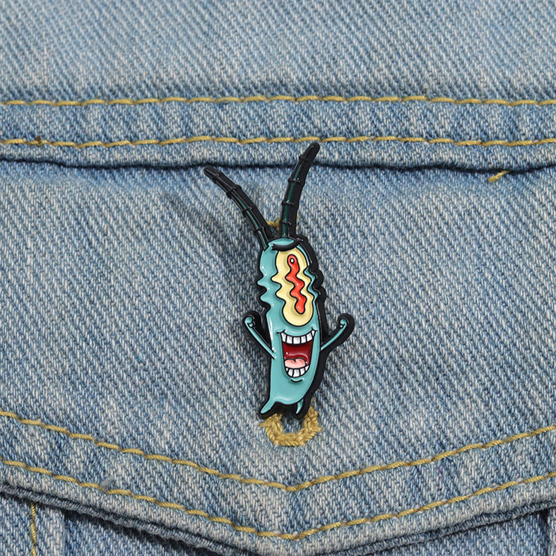 Cartoon Anime Character Plankton Brooch Cute Animal Metal Badge ...