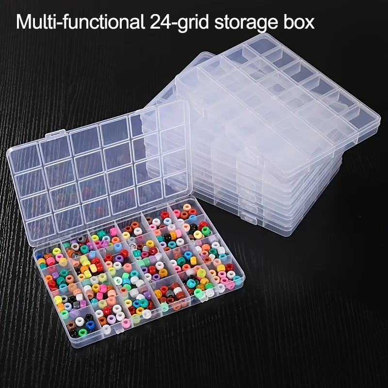 24/28 Grid Transparent Plastic Storage Jewelry Box Empty Storage Box ...