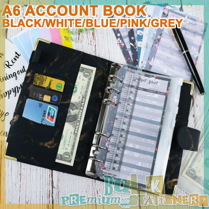 A6 Leather Account Book Money Budget Notebook Refillabla Binder ...