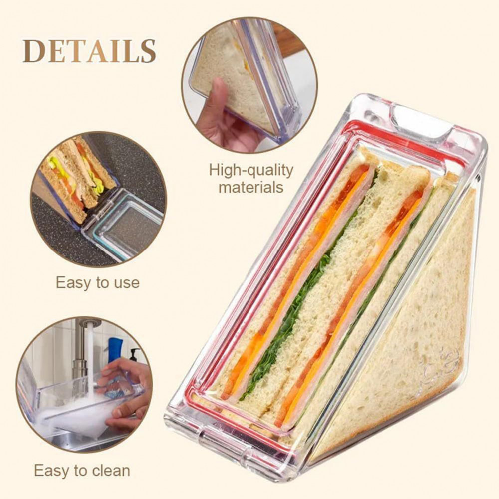 Triangle Sandwich Container Portable Transparent Sandwich Box Reusable ...