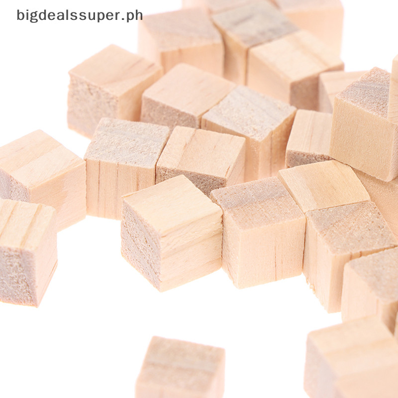 Pro 100pcs Unfinished Blank Mini DIY Square Solid Cubes for Woodwork ...