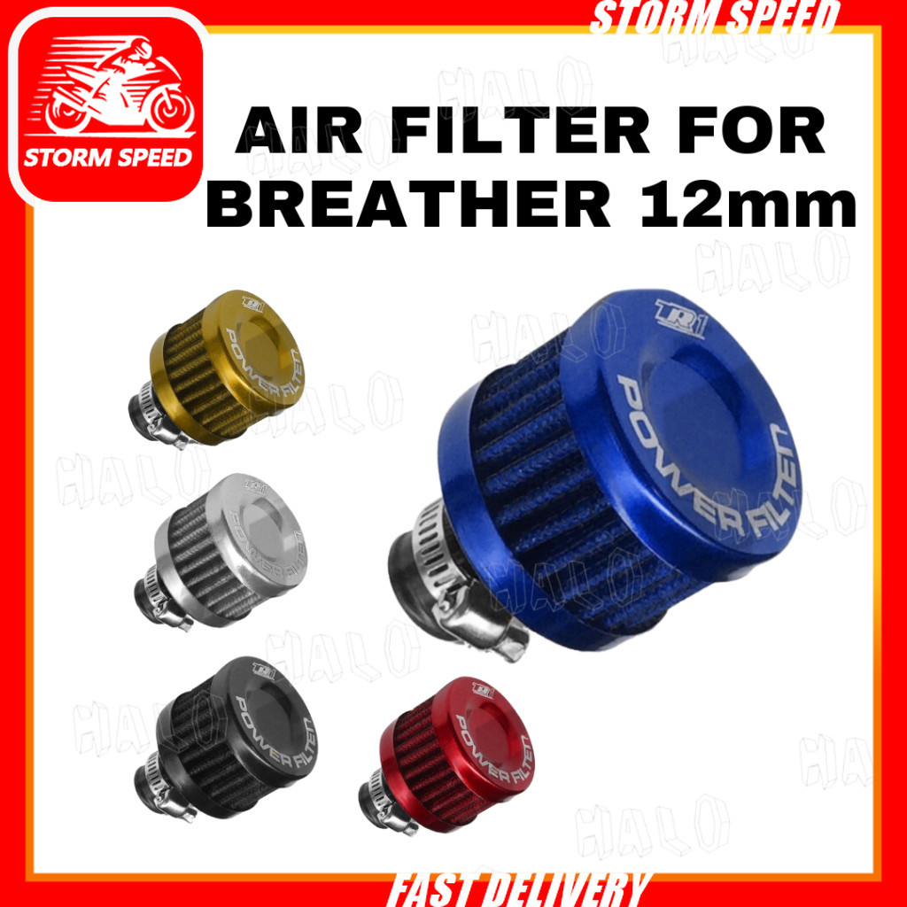 AIR FILTER 12MM COLD AIR INTAKE FILTER BREATHER UNIVERSAL [STORM SPEED ...