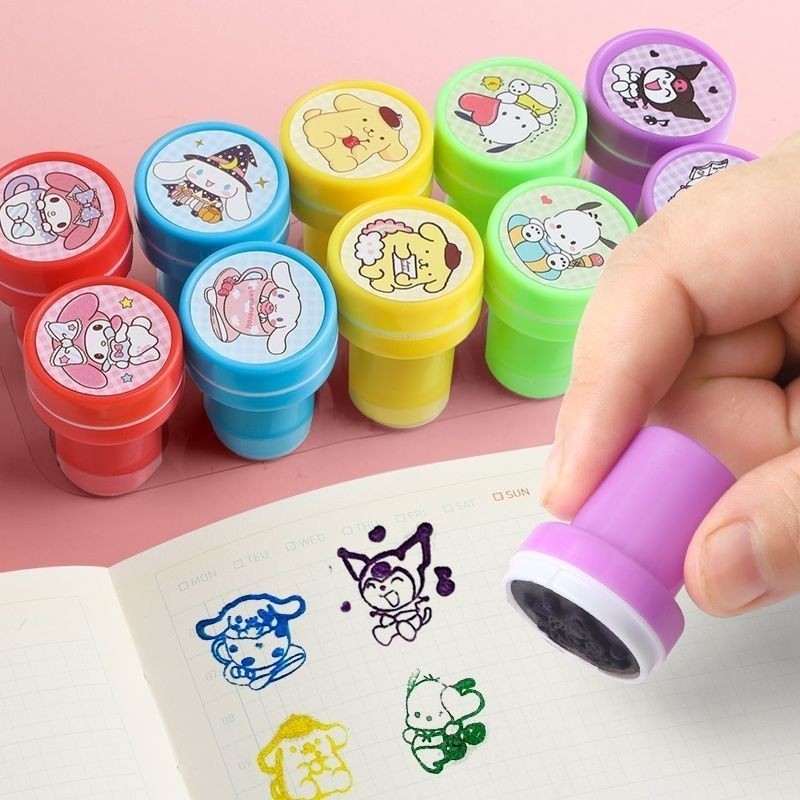 Children Stamps Toys Melody Kuromi Kids Self Inking Rubber Stamper DIY ...