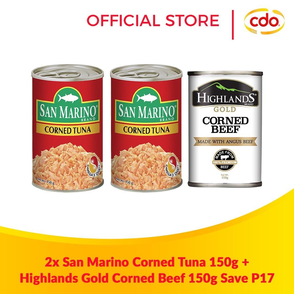 SAN MARINO Corned Tuna 150g (2PCS) + HIGHLANDS Gold Corned Beef 150g (1PC) | Shopee Philippines