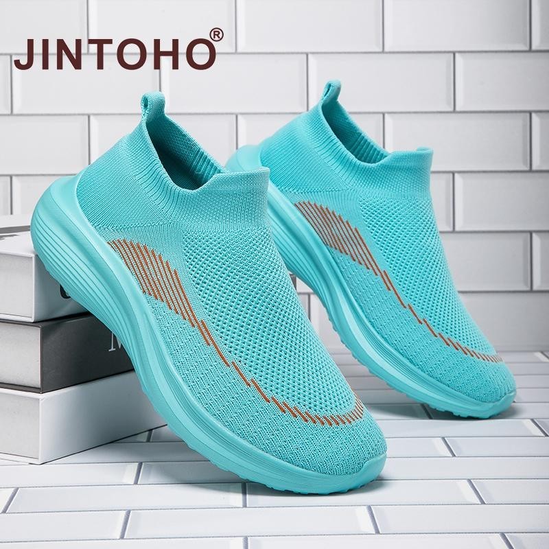 JINTOHO Slip-On Mens Shoes New Couple Sneakers Stretch Fabric Light ...