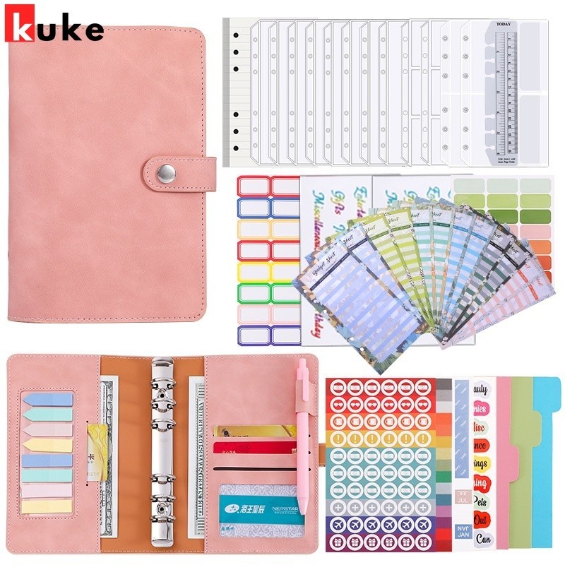 Binder Budget Planning Notebook Set - A6 Binder DIY Planner PU Leather ...