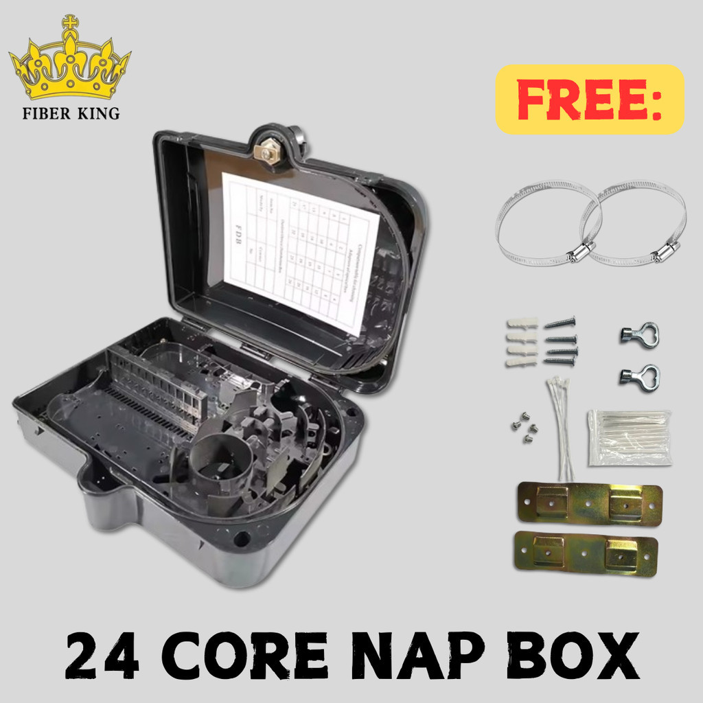 Fiber Optic 24 Core Distribution Box FTTH Nap Box With 2Pcs Steel ...