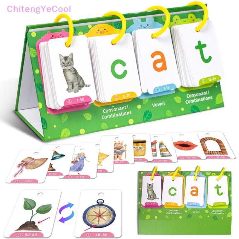【HGPH】 Kids CVC Words Flashcards Phonics Flip Chart Word Builder Sight ...