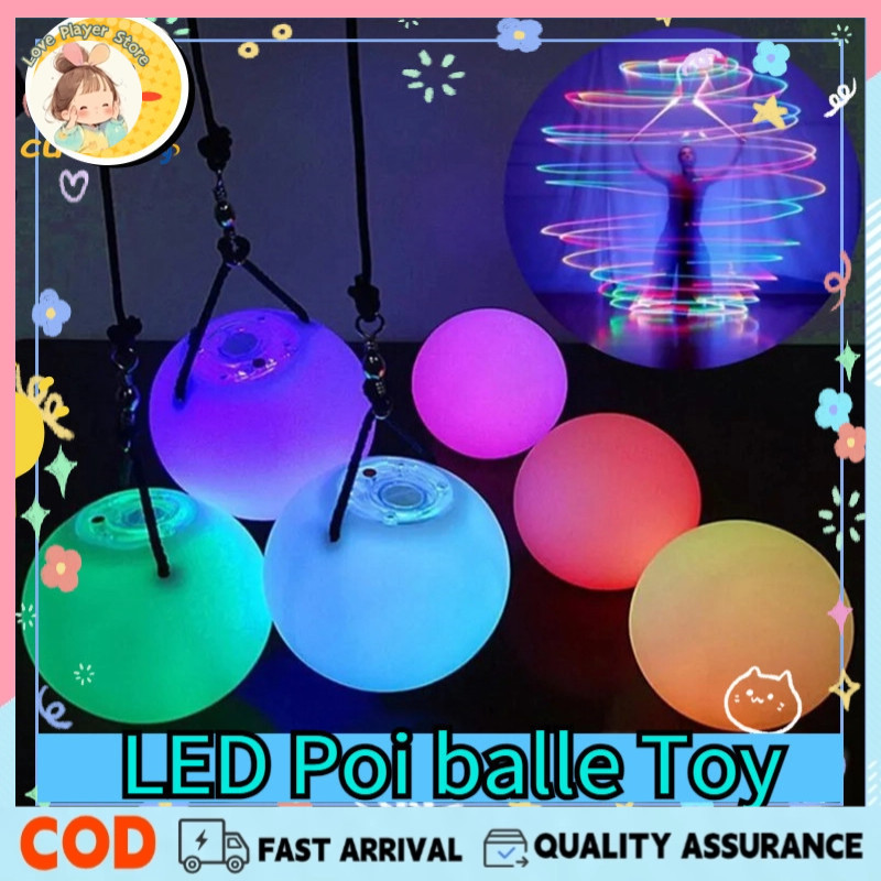 Poi Balls LED Glow Toy Rainbow High Strobe POI Thrown Balls Dancing ...