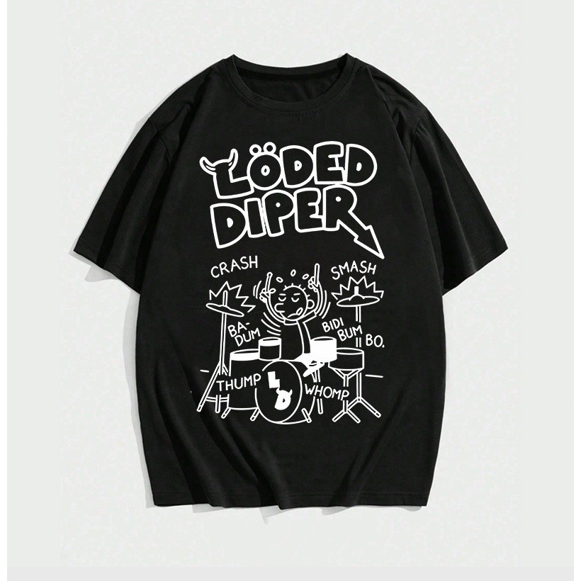 pure cotton "LODED DIPER" print tshirt for men women Short sleeve crew ...