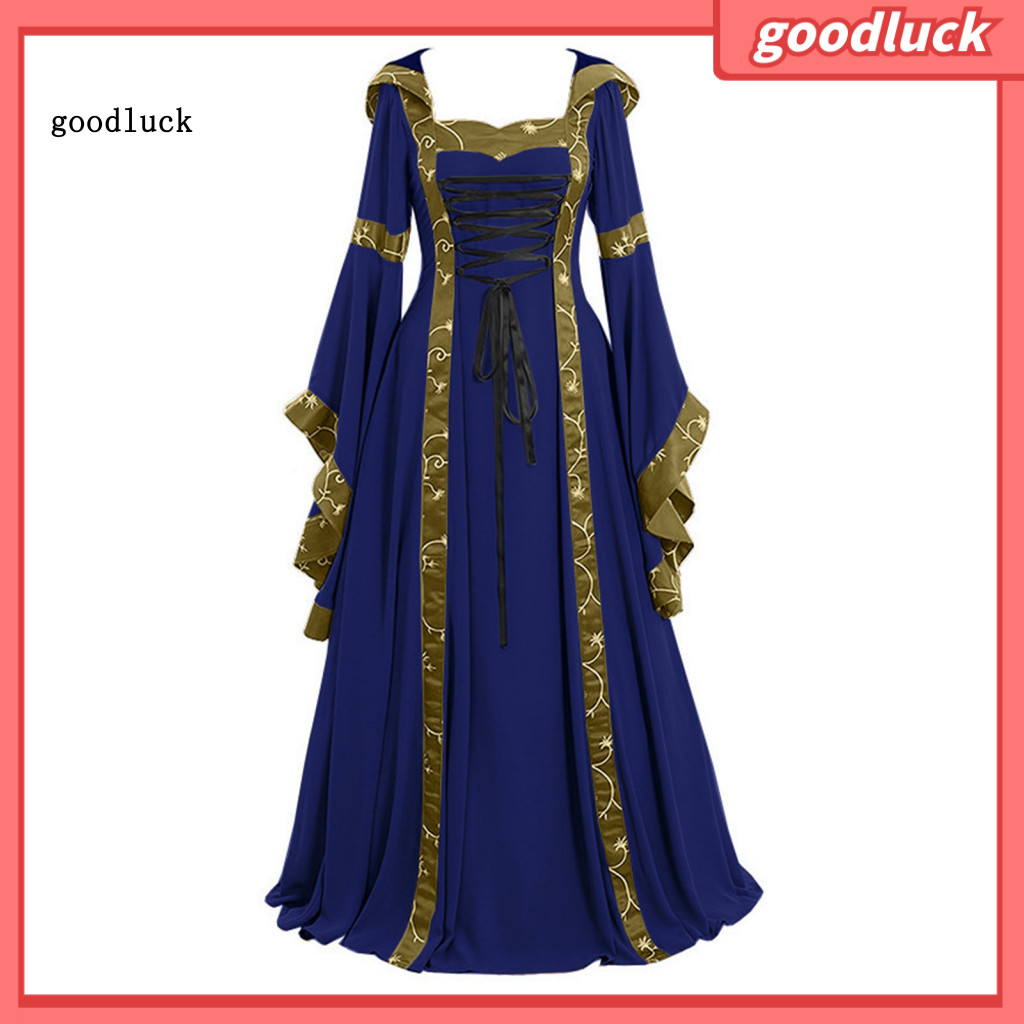 goodluck| Lightweight Fabric Dress Evening Gown Medieval Style Lace-up ...