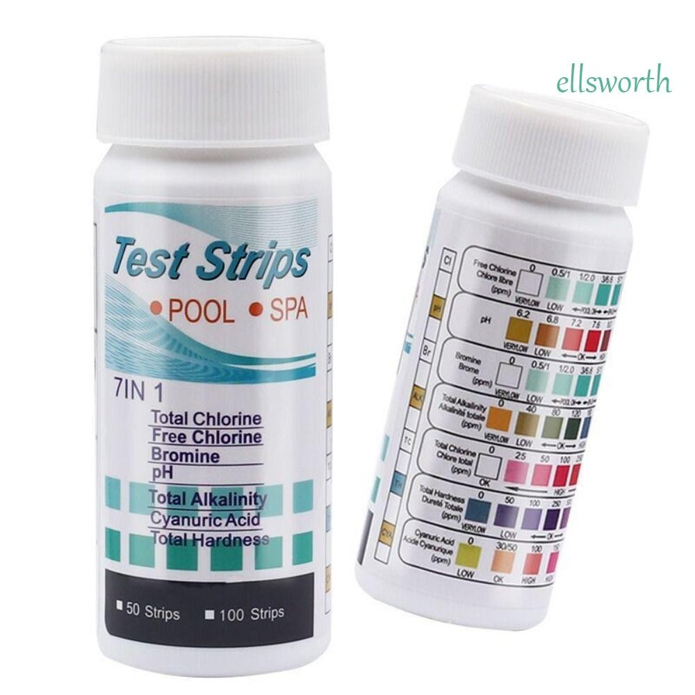 ELLSWORTH 100Pcs Swimming Pool Test Strips, High Sensitivity 7in1 Water ...