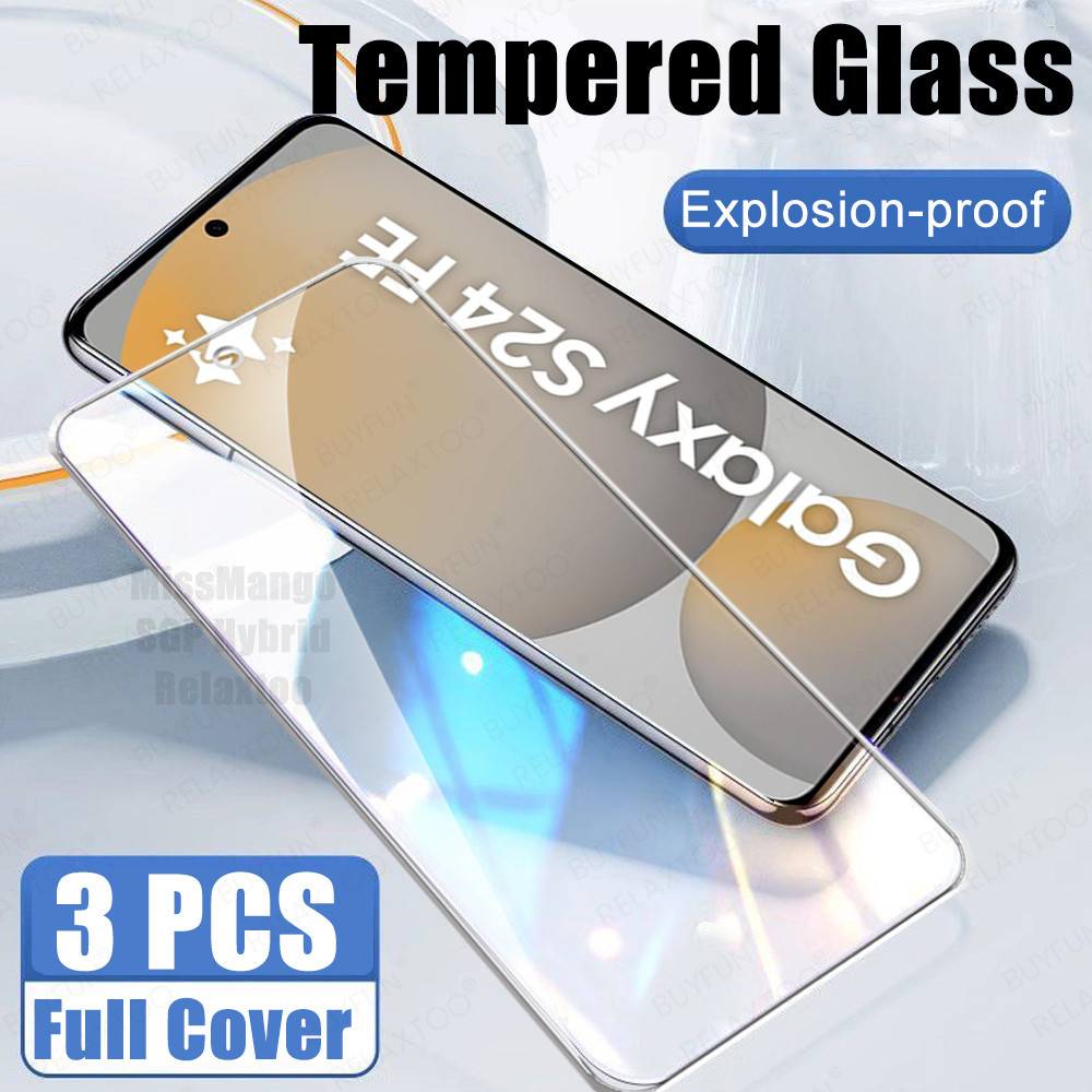 3 Pieces Full Glue Tempered Glass For Samsung Galaxy S24 FE Screen ...