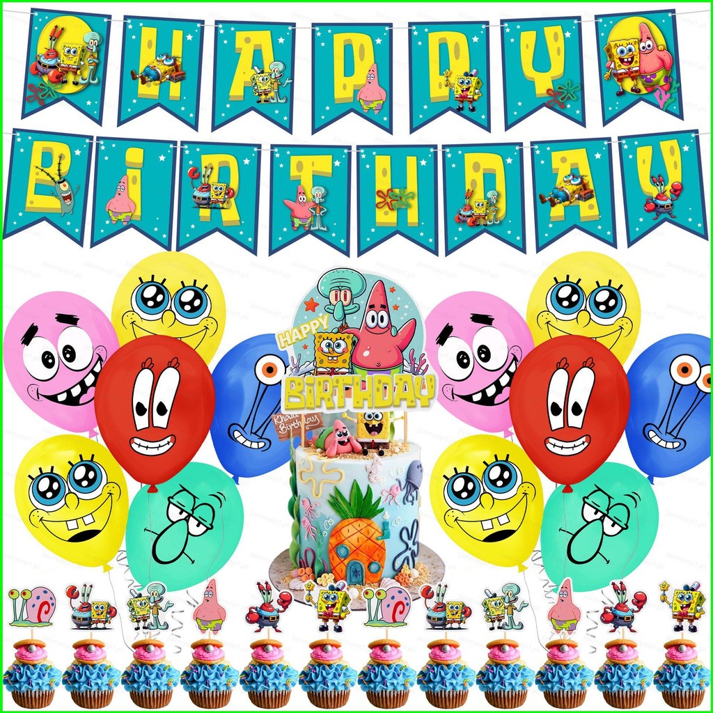 JX1 SpongeBob SquarePants theme party banner balloon decoration ...
