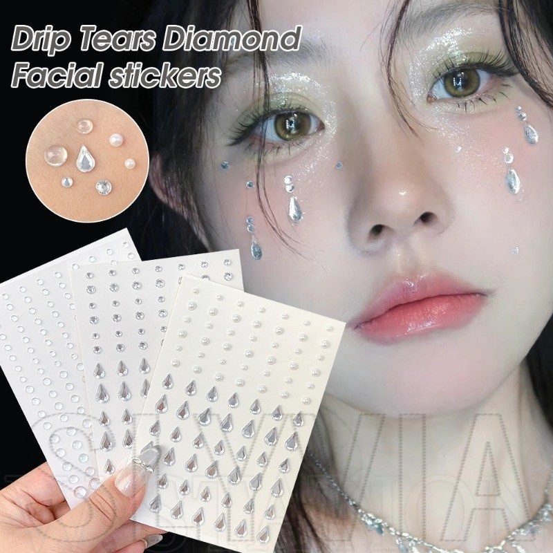 SLXC-Water Drops Tear Diamond Face Stickers - Festival Party DIY Makeup ...
