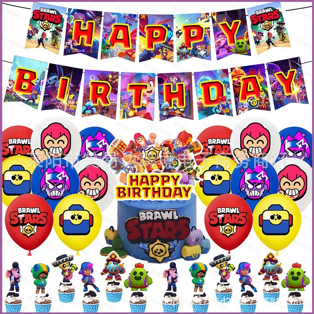Brawl Stars Themed Decoration Celebrate Party Banner Balloon Caketopper ...