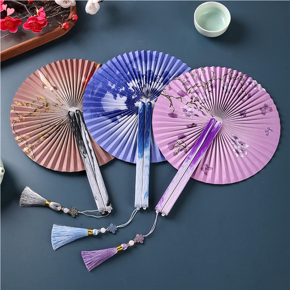 Chinese Ancient Style Round Fan Paper Folding Fans Printing Dance ...