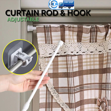 Multi Purpose Adjustable Tension Curtain Extendable Curtain Rod Shower ...