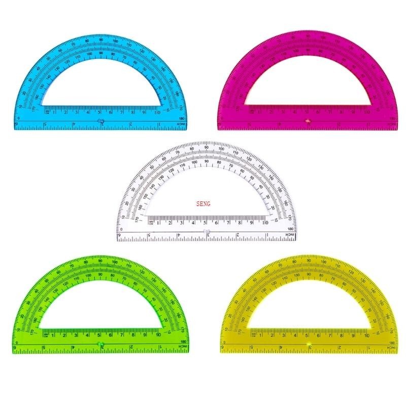seng 5Pcs 180 Degrees Plastic Protractor 6Inch Protractors for Geometry ...
