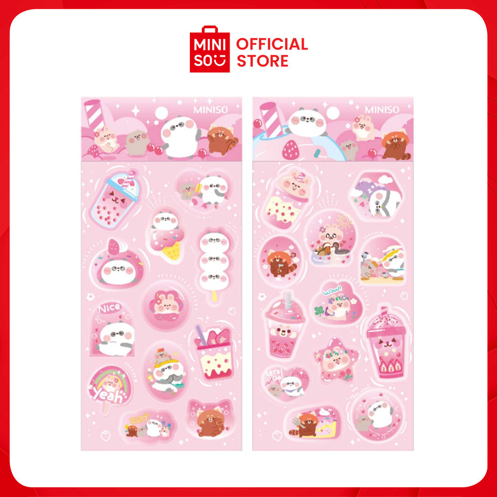 MINISO Bubble Tea Series Pink Liquid Stickers 10x22cm | Shopee Philippines