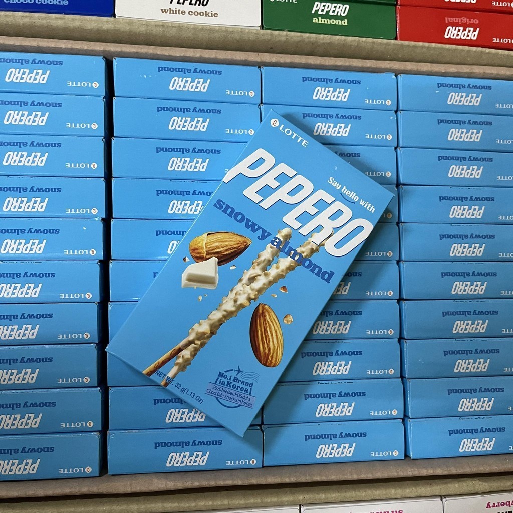 YLOS Pepero Snowy Almond Per Box (40pcs in one box) Snack Chocolate ...