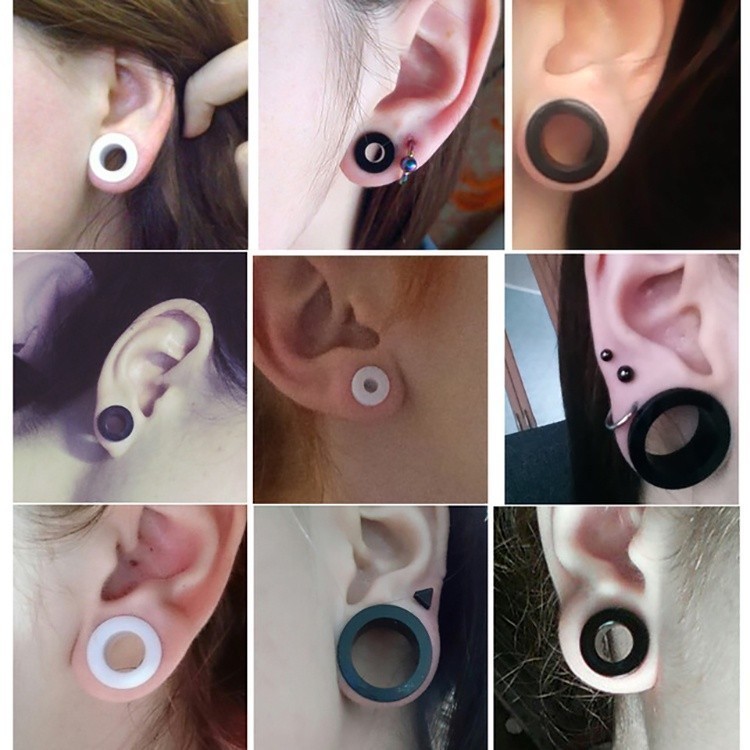 36pcs/set Ear Stretcher Acrylic Black Earring Stretcher Tunnel Plugs ...