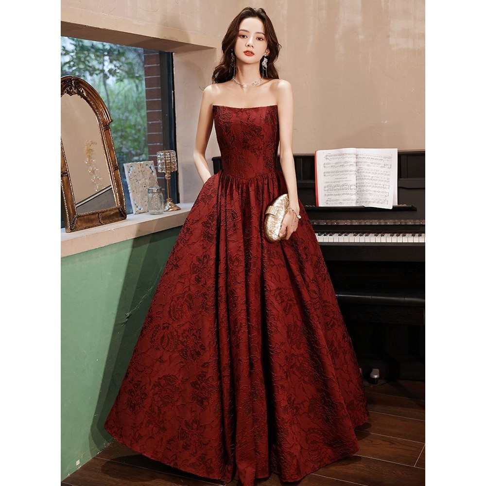 Hawlife Korean Red Elegant Off Shoulder Evening Prom Ball JS Debut ...