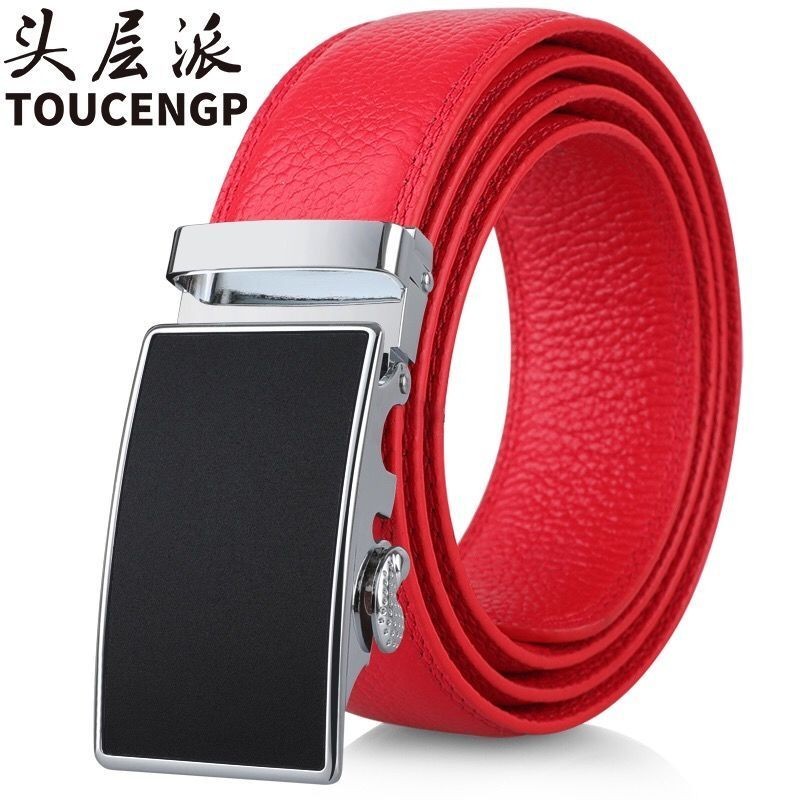 Belt First Layer Pie 20516 Men's Leather Belt Red Benming Year Rabbit ...