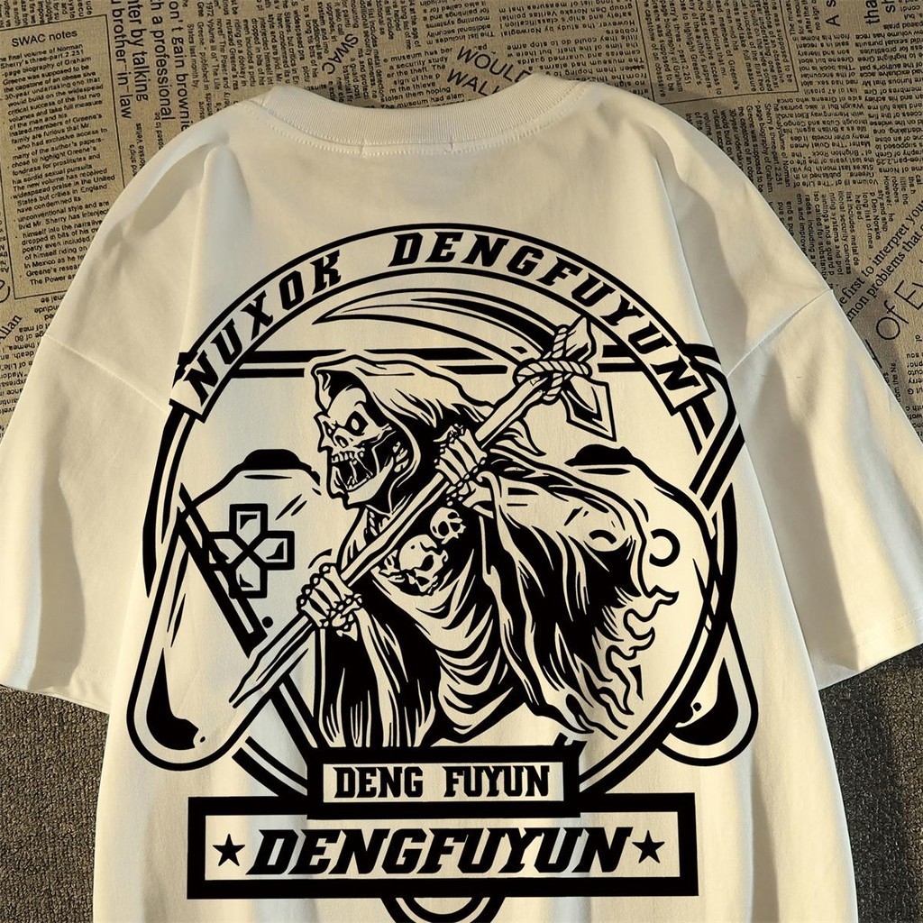 American retro skull short-sleeved tshirt for men women Yabi style ...