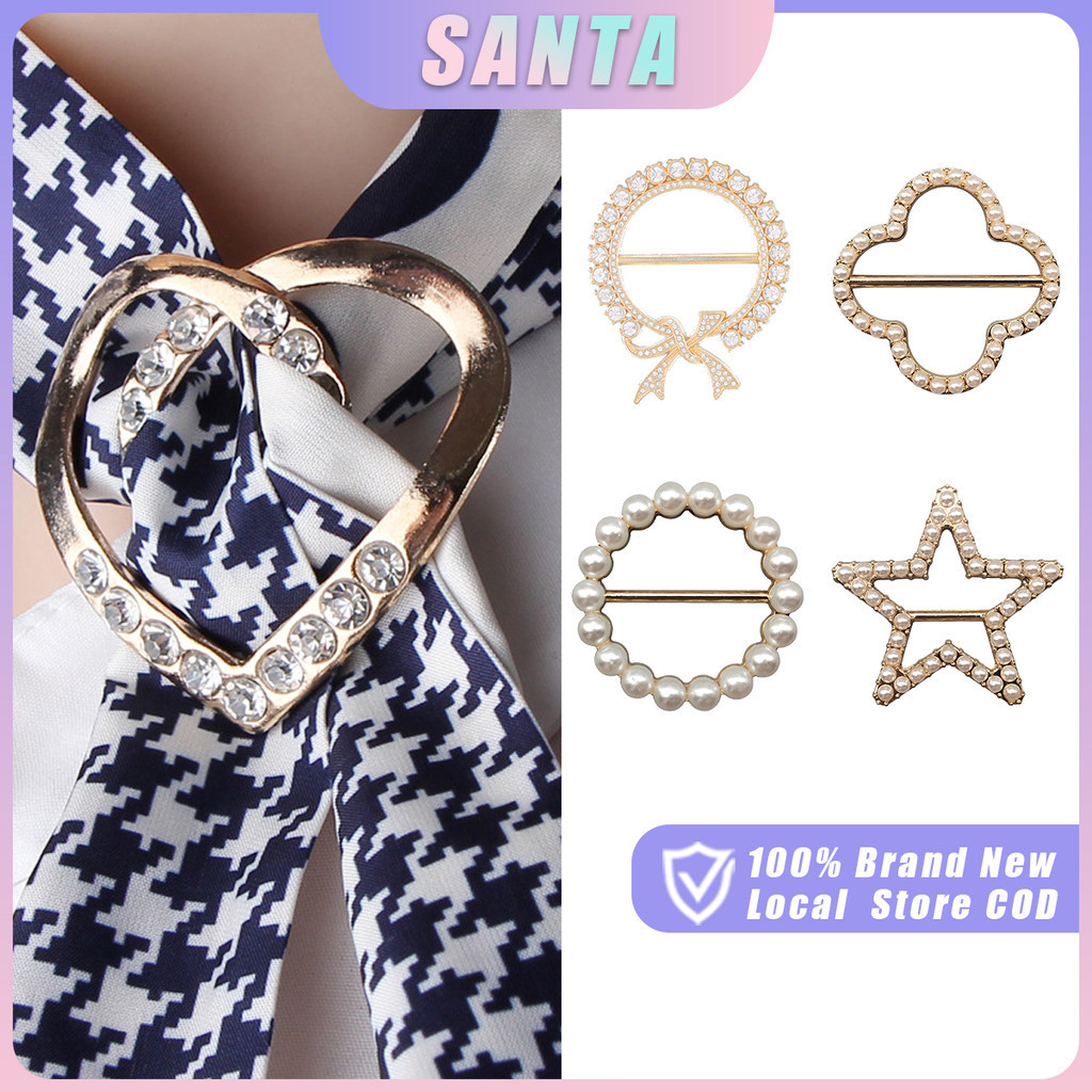 Silk Scarf Buckle Simple Headscarf Buckle Peach Heart Diamond Scarf ...