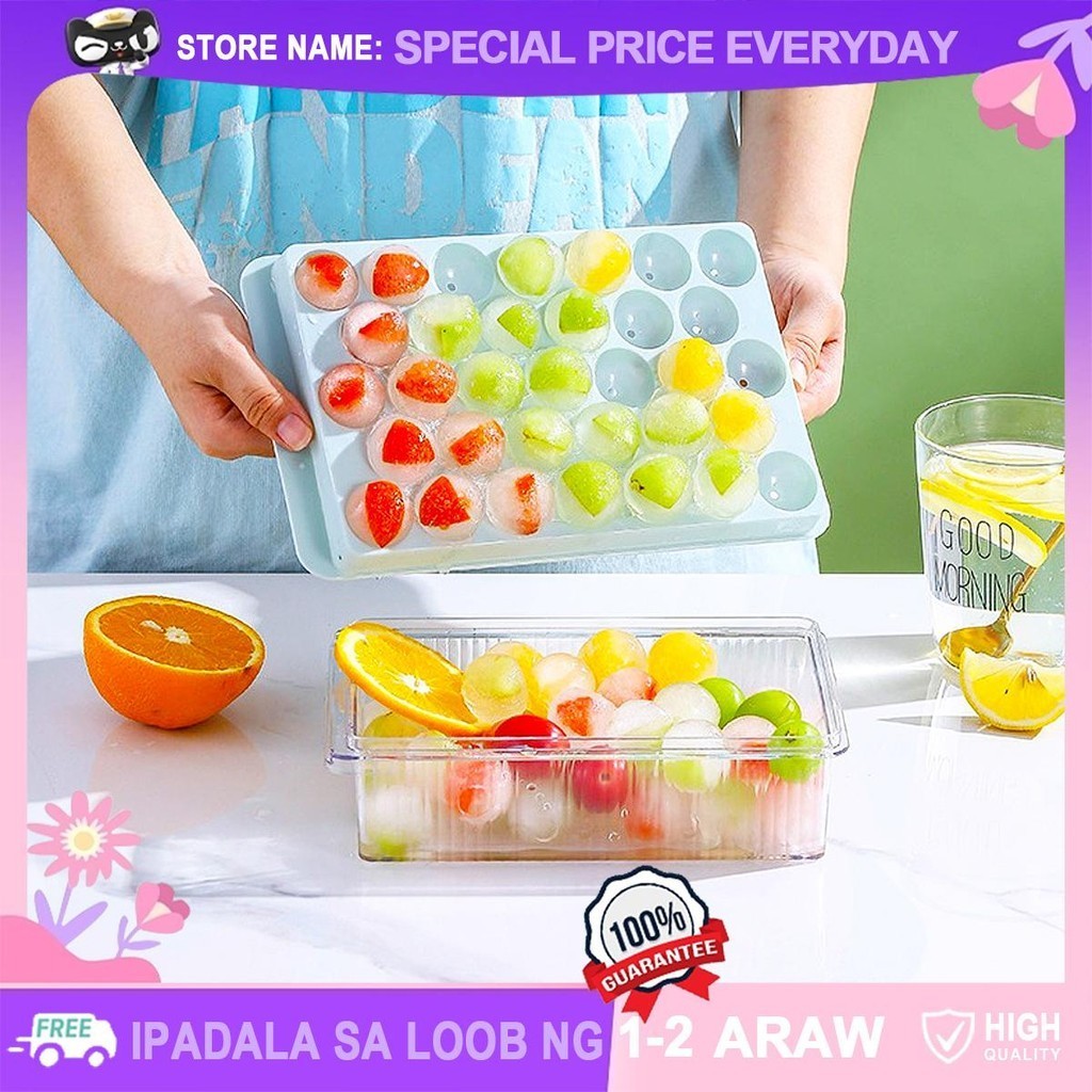 37 Grids Ice Cube Molder Maker Round/Square/Diamond Shaped Silicone Ice ...