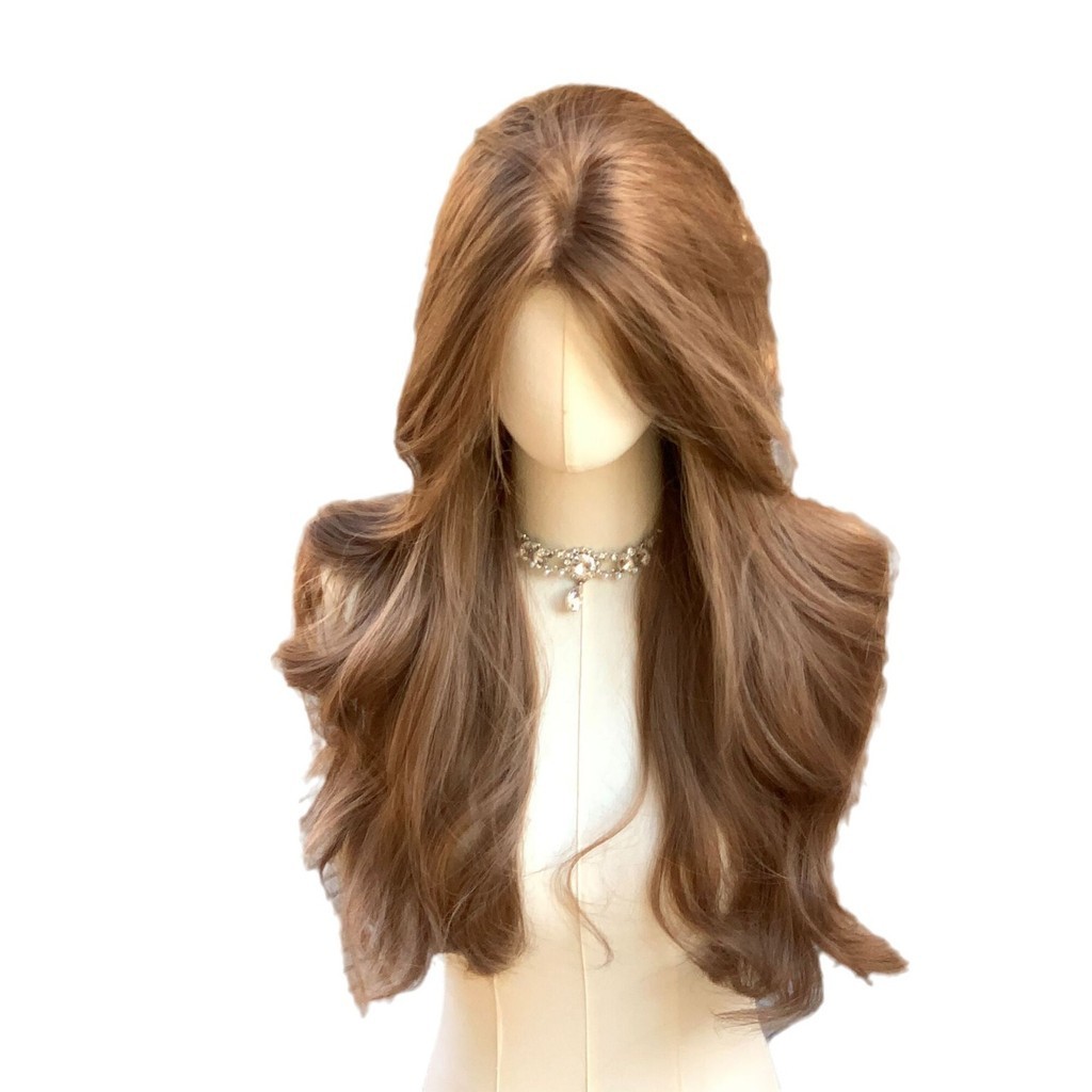 Forehead Lace Wig Female Natural Medium Long Hair Full Headgear Style ...