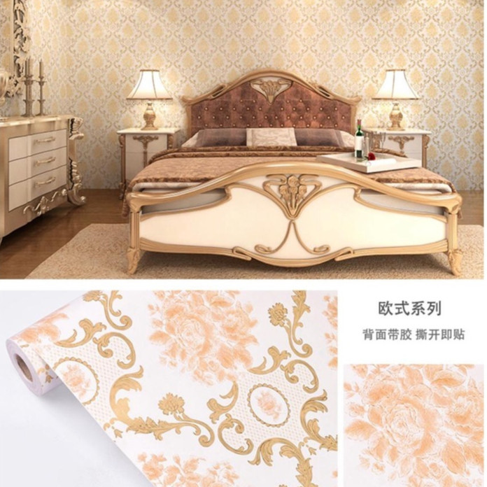 Batik Gold Beige Wallpaper 8m s/d 9m x 45cm | Shopee Philippines