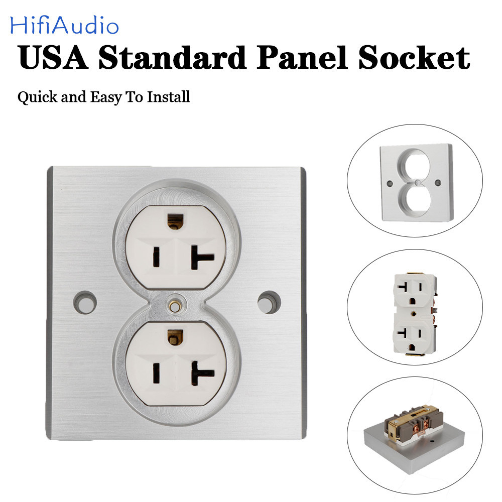 HIFI Audio US Dual Mains 20A AC Duplex Receptacles Wall Outlet Panel ...