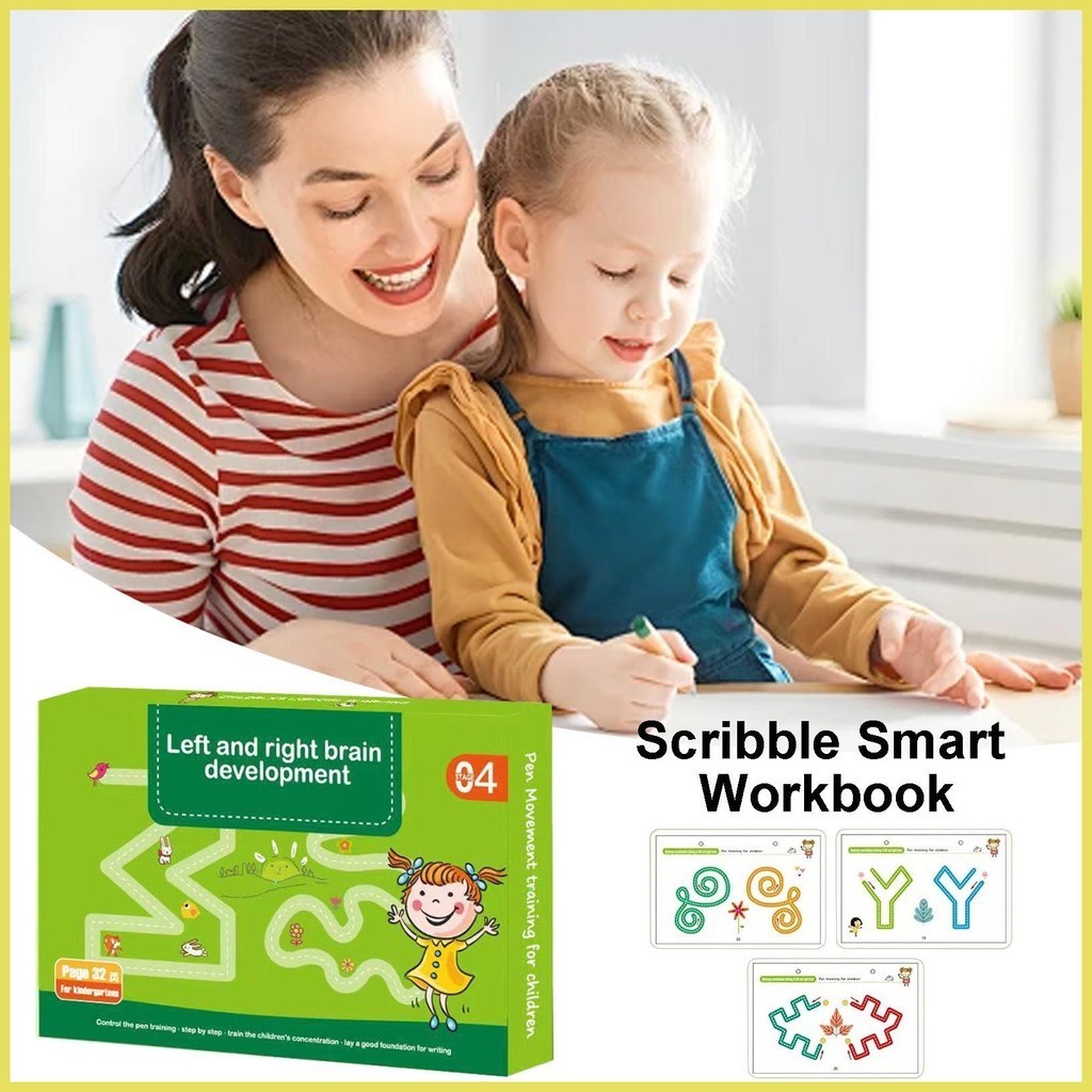Scribble Smart Workbook Educational Pen Control Training Book Reusable ...
