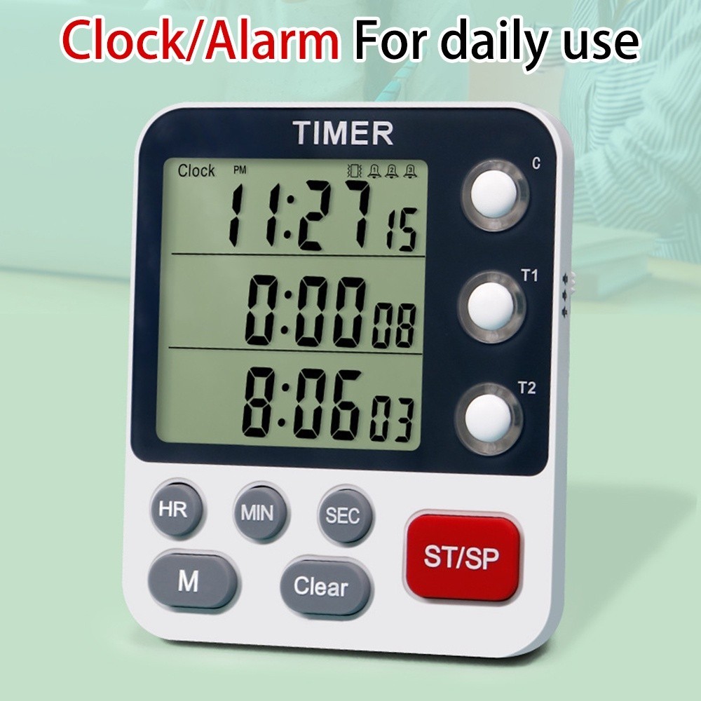 Digital Dual Kitchen Timer 3 Channels Count UP Down Timer Cooking Timer Large Display Loud ...