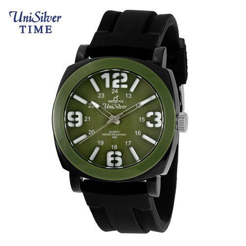 UniSilver TIME Men's Green / Black Analog Rubber Watch KW1134-1002 ...