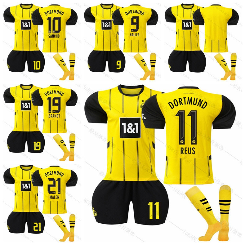 2024-25 Season Borussia Dortmund Home Football Kids Jersey Kit Haller ...